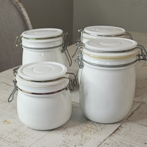 Vintage | Kitchen | Vintage White Milk Ceramic Kitchen Storage Jars Set ...